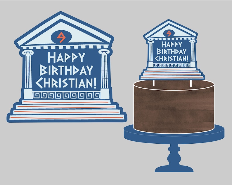 Printable Greek Temple Party Cake Topper. Personalized Cake - Etsy