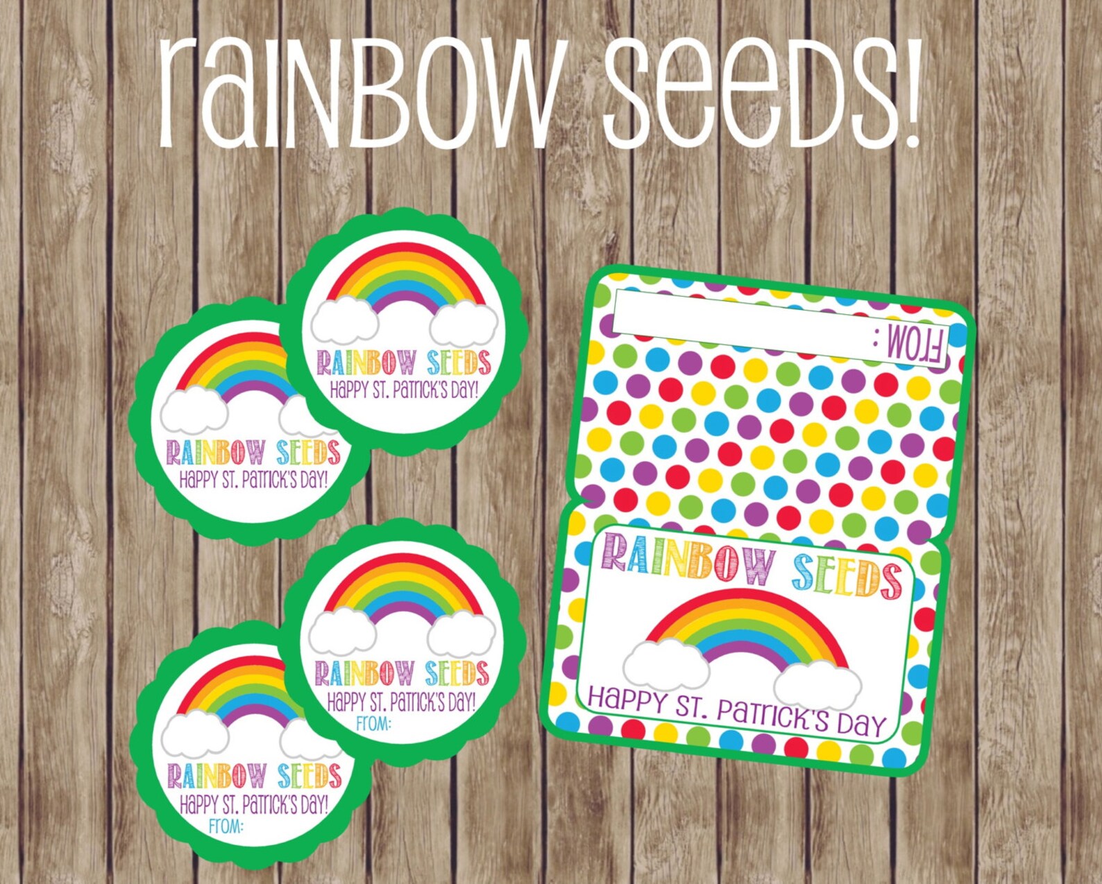 Rainbow Seeds Tag & Bag Topper for St. Patrick's Day. | Etsy