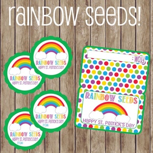 Rainbow Seeds Tag & Bag Topper for St. Patrick's Day. Digital Instant ...