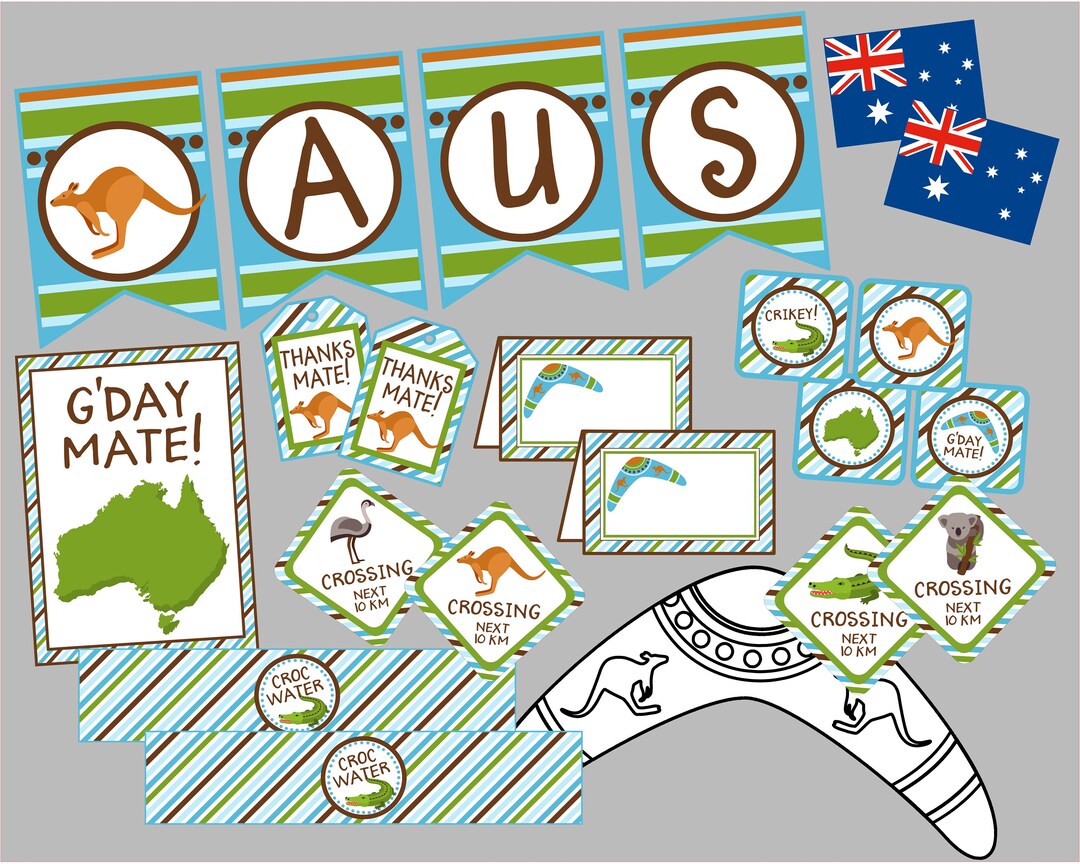 Australia Party Mini-package. Instant Digital Download. Perfect for ...