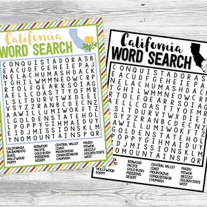 Printable California State History & Symbols Word Search. California ...