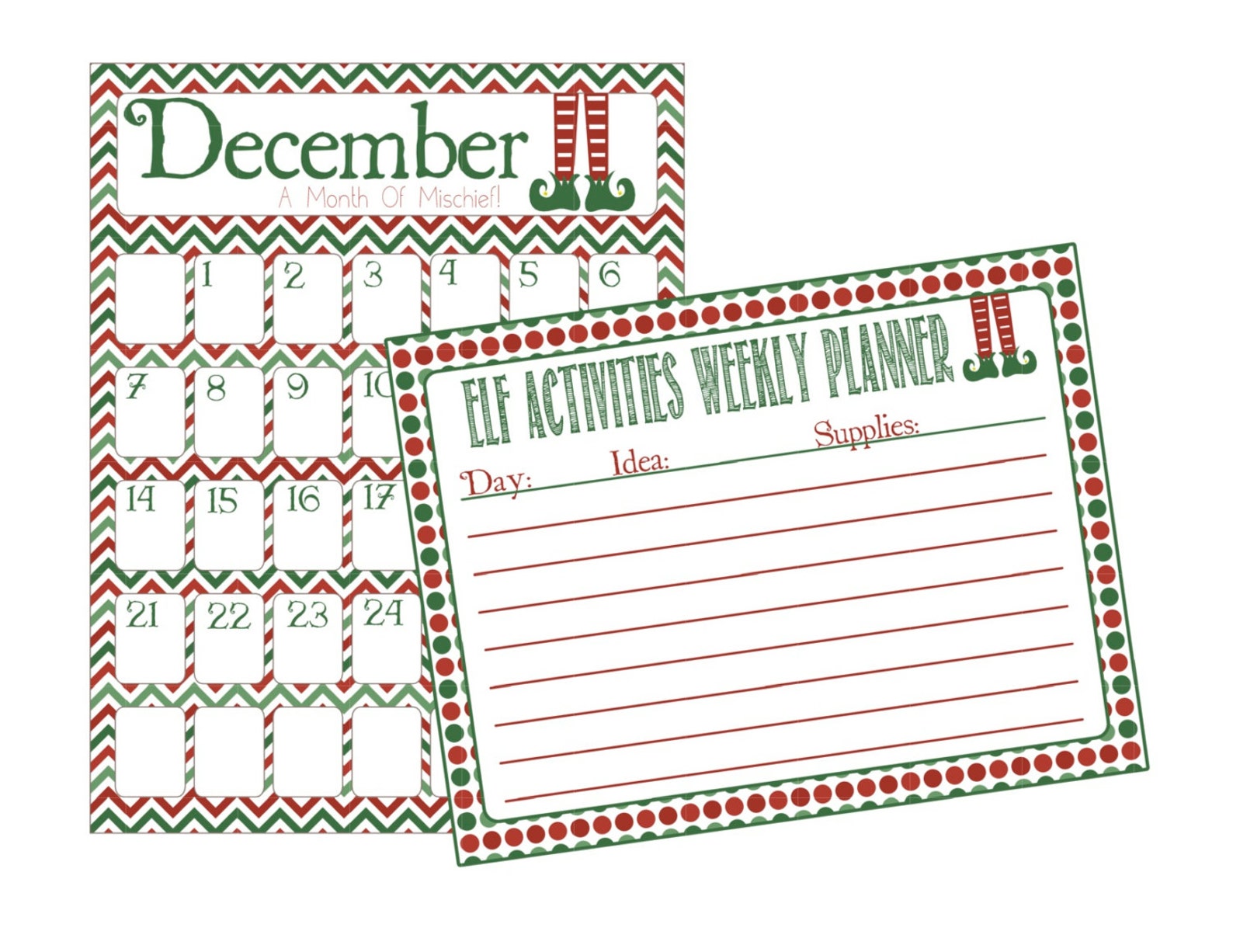 Christmas Elf Starter Kit Monthly Calendar Weekly Planner - Etsy