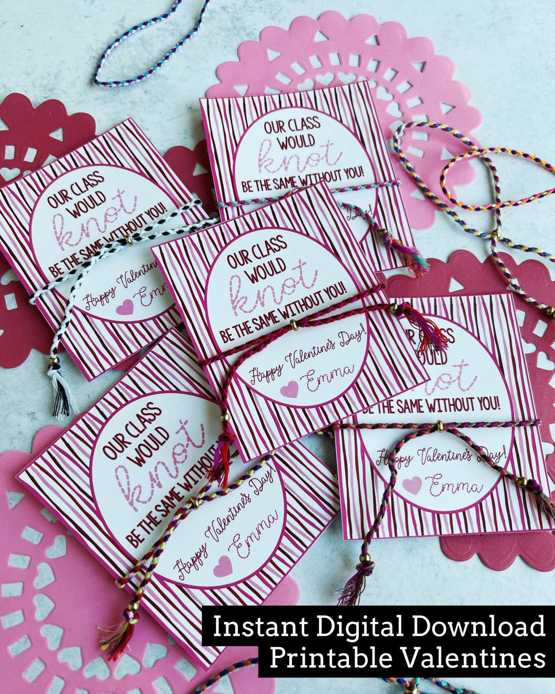 Printable Knot Valentine Card to Pair With Friendship Bracelets. Class ...