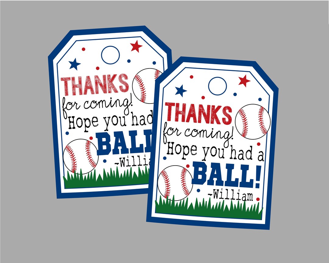 Personalized Printable Baseball Birthday Party Favor Tag. Thanks for ...
