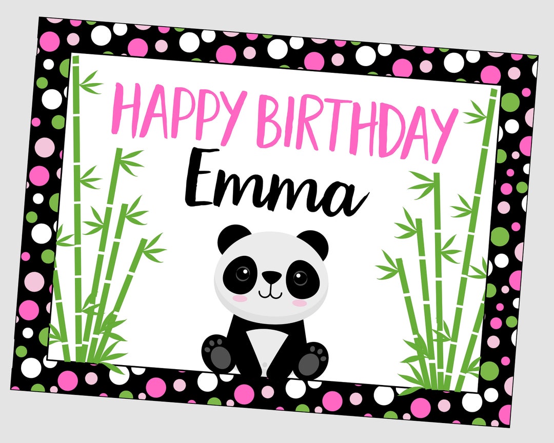 Personalized Panda Birthday Sign. Printable Panda Poster. Happy ...