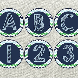 Blue & Green Chevron Printable Banner. Full Alphabet for Birthdays ...