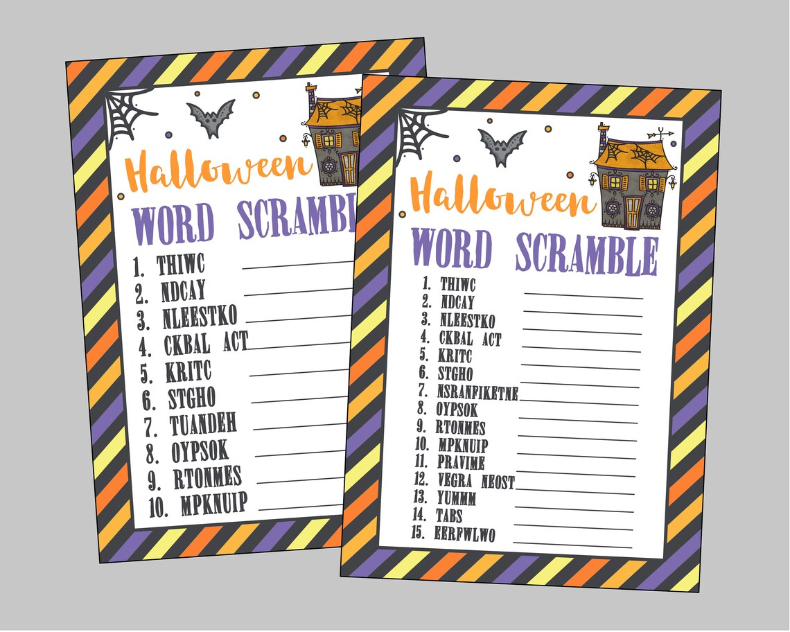 Halloween Haunted House Word Scramble. Instant Digital | Etsy