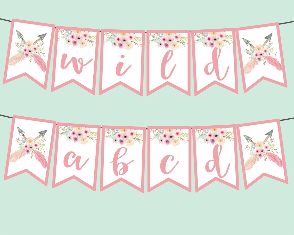 Printable Boho Birthday Banner. Wild One Young Wild & Three - Etsy