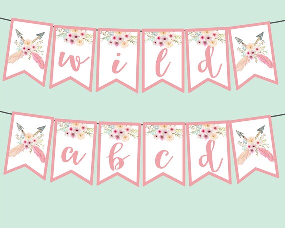 Printable Boho Birthday Banner. Wild One Young Wild & Three | Etsy