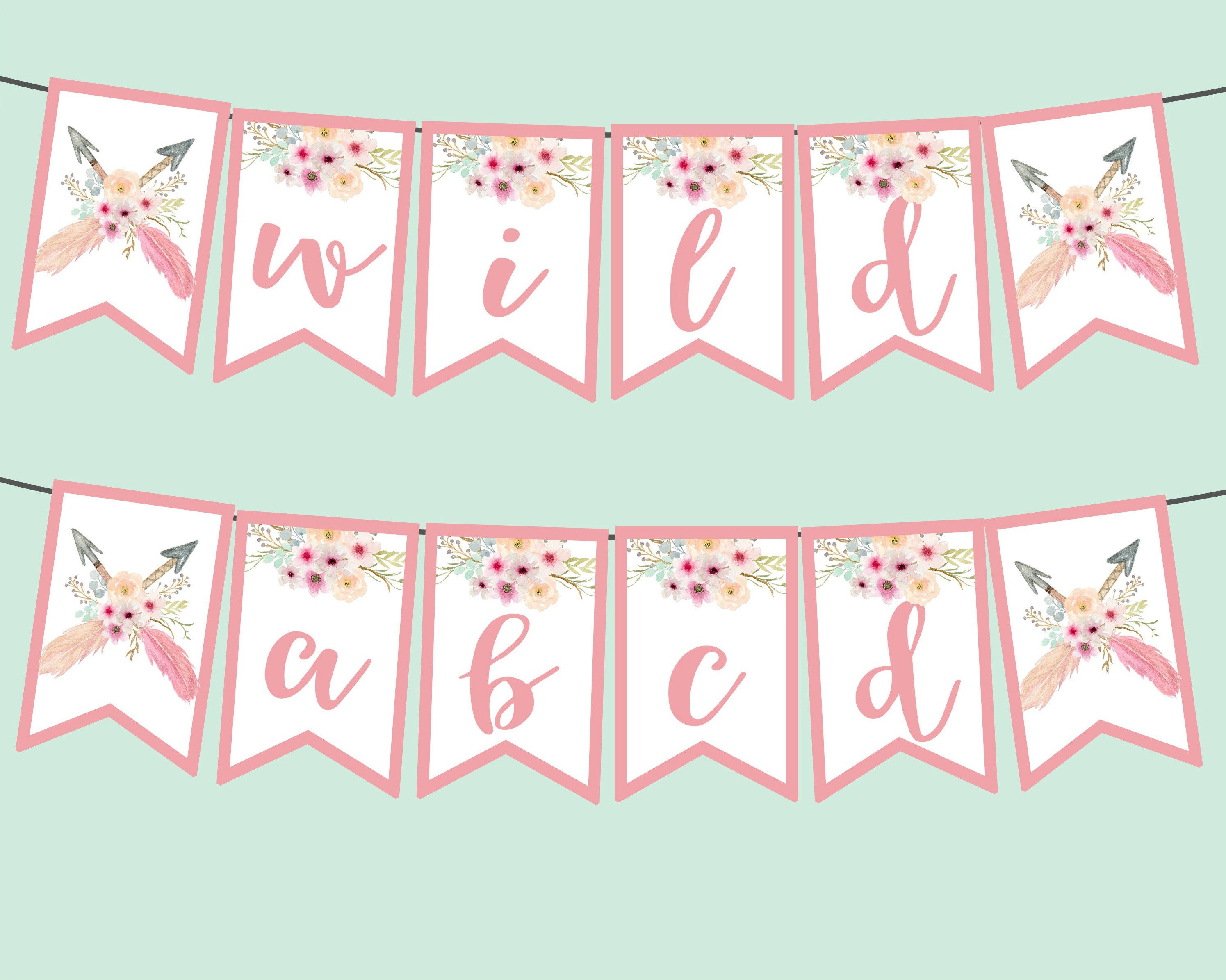 Printable Boho Birthday Banner. Wild One Young Wild & Three | Etsy