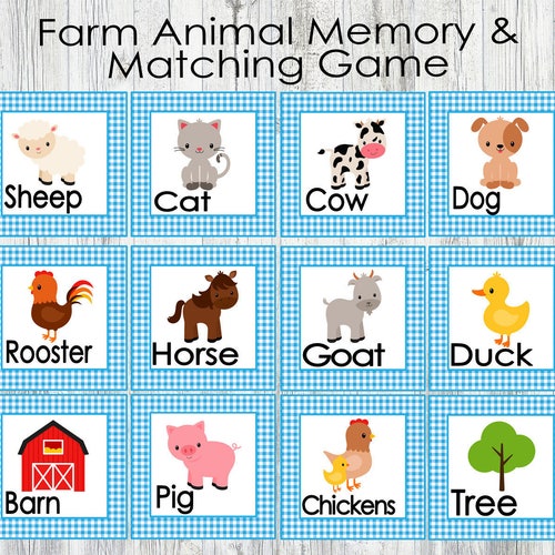Printable Animal Memory Matching Game Instant Digital - Etsy