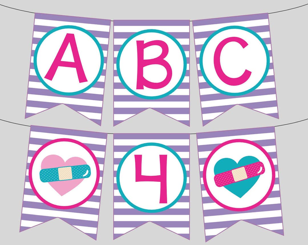 Full Alphabet Banner for Doctor, Doc, Nurse Party. Happy Birthday ...