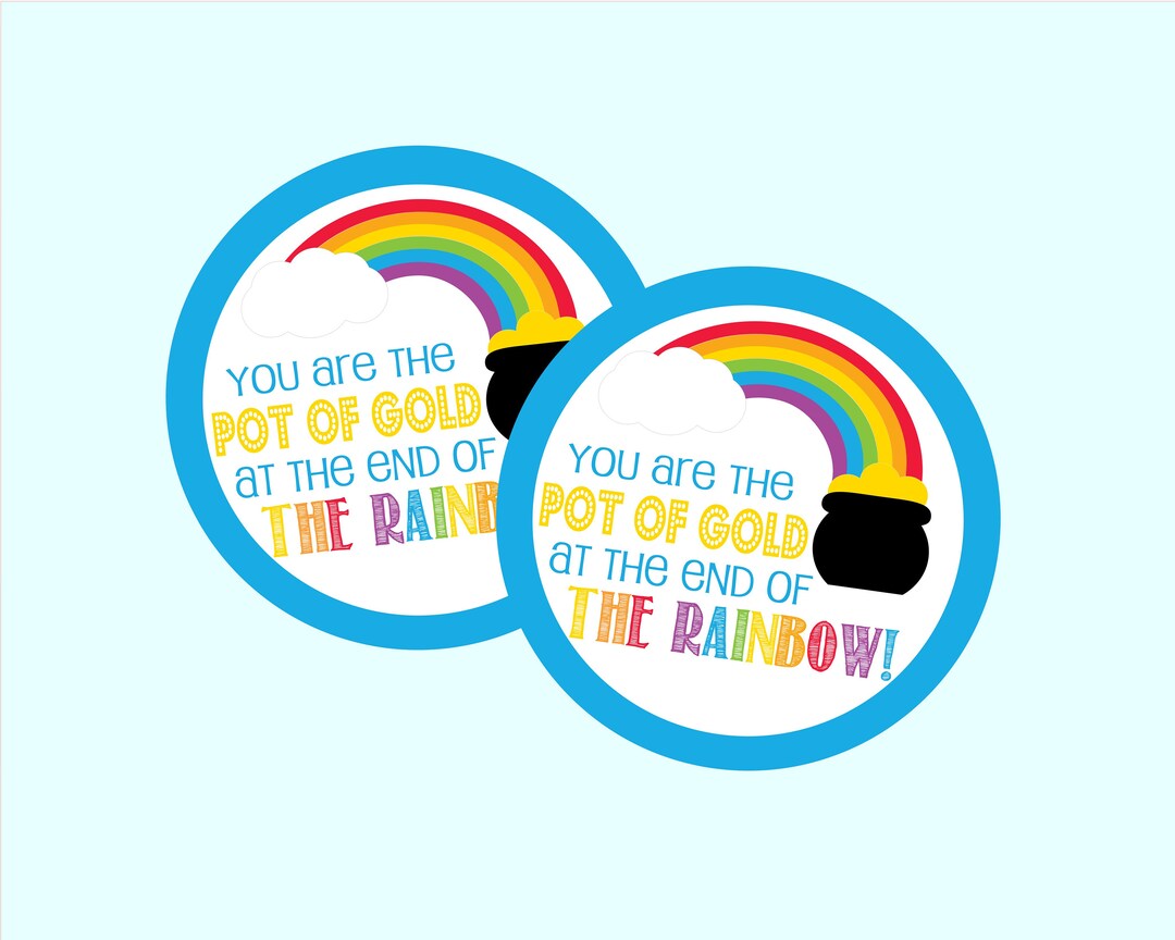 Pot of Gold at the End of the Rainbow St. Patrick's Day Tags. Instant ...
