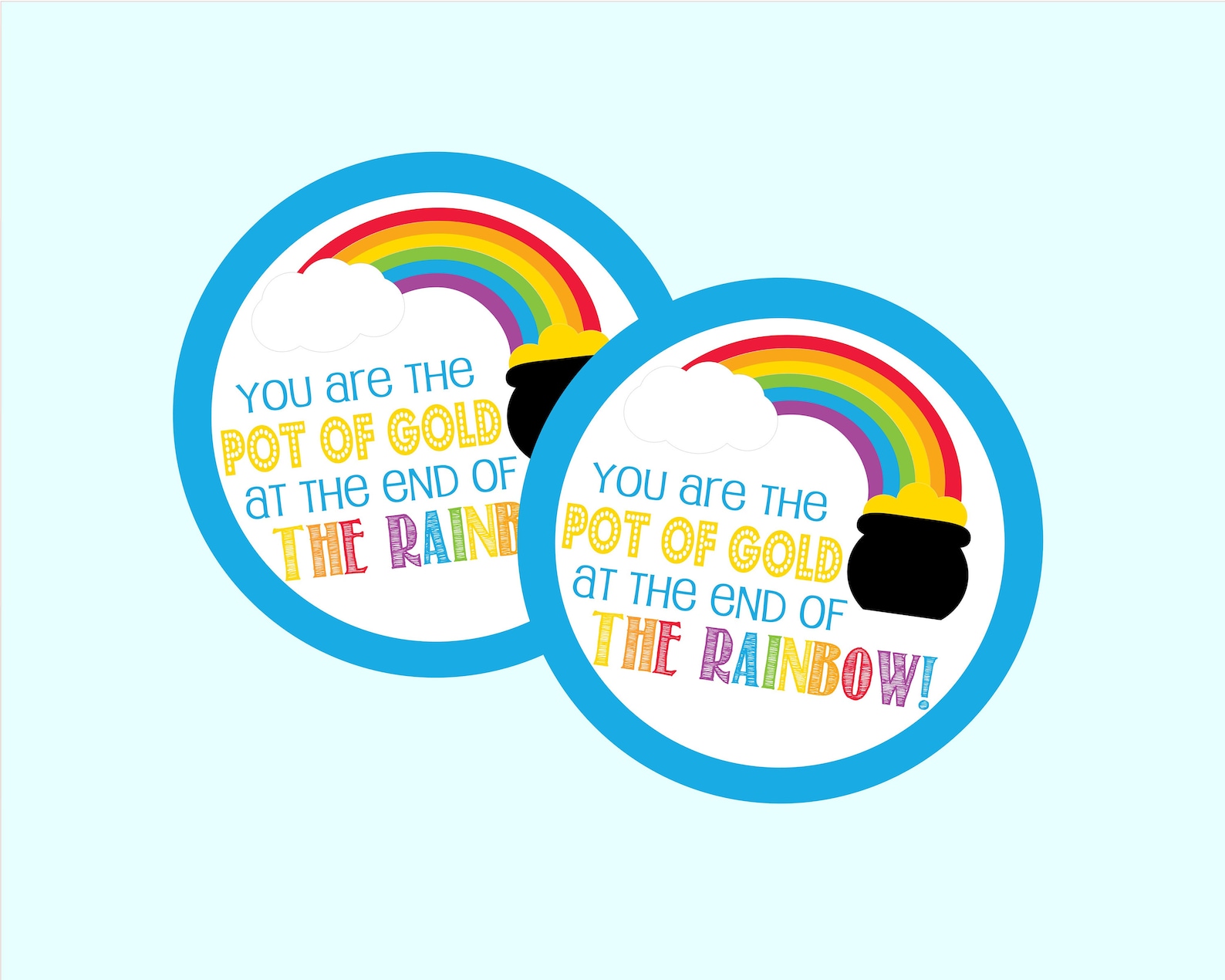 Pot of Gold at the End of the Rainbow St. Patrick's Day Tags. Instant ...