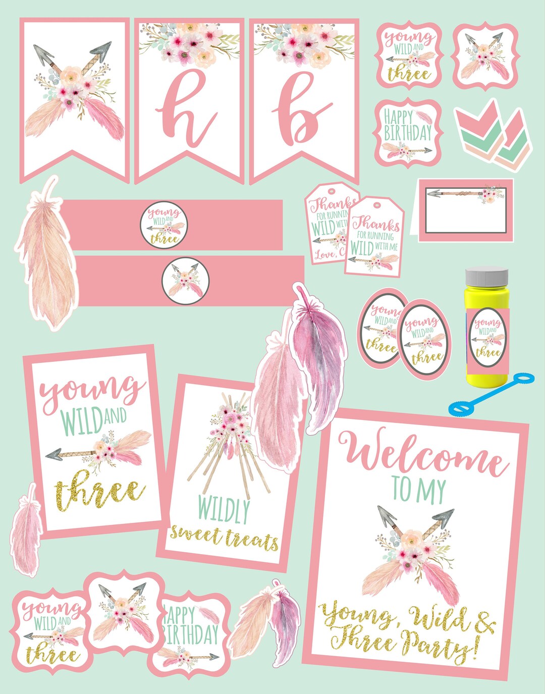 Young Wild & Free Party Decoration Packag. Boho Any Age Birthday Decor ...