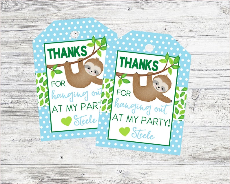 Personalized Sloth Party Favor Tags. Thanks for Hanging Out at - Etsy
