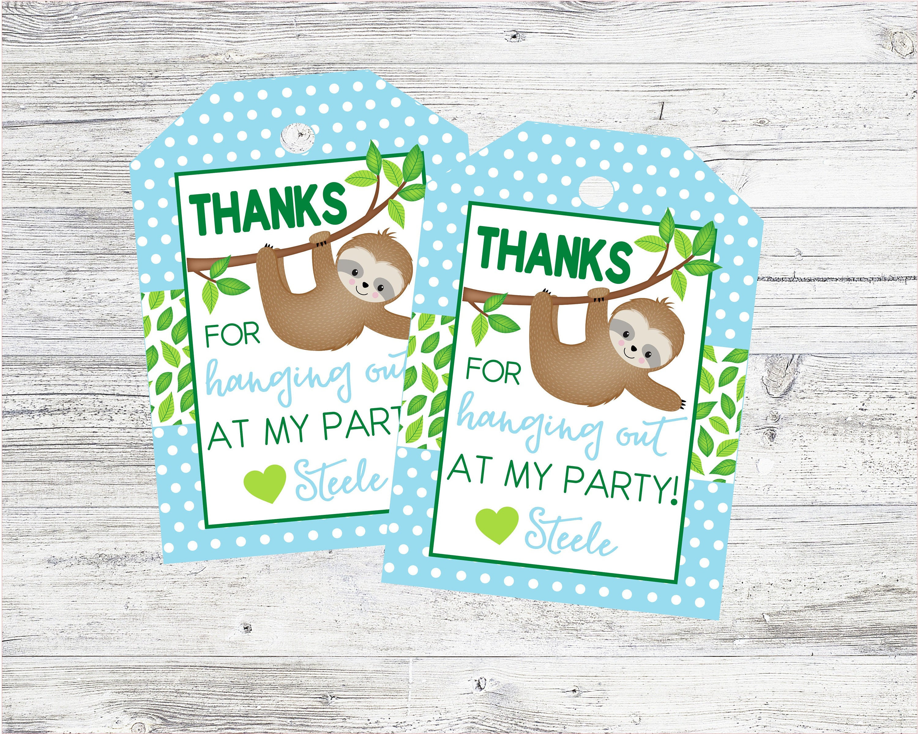 Personalized Sloth Party Favor Tags. Thanks for Hanging Out at | Etsy