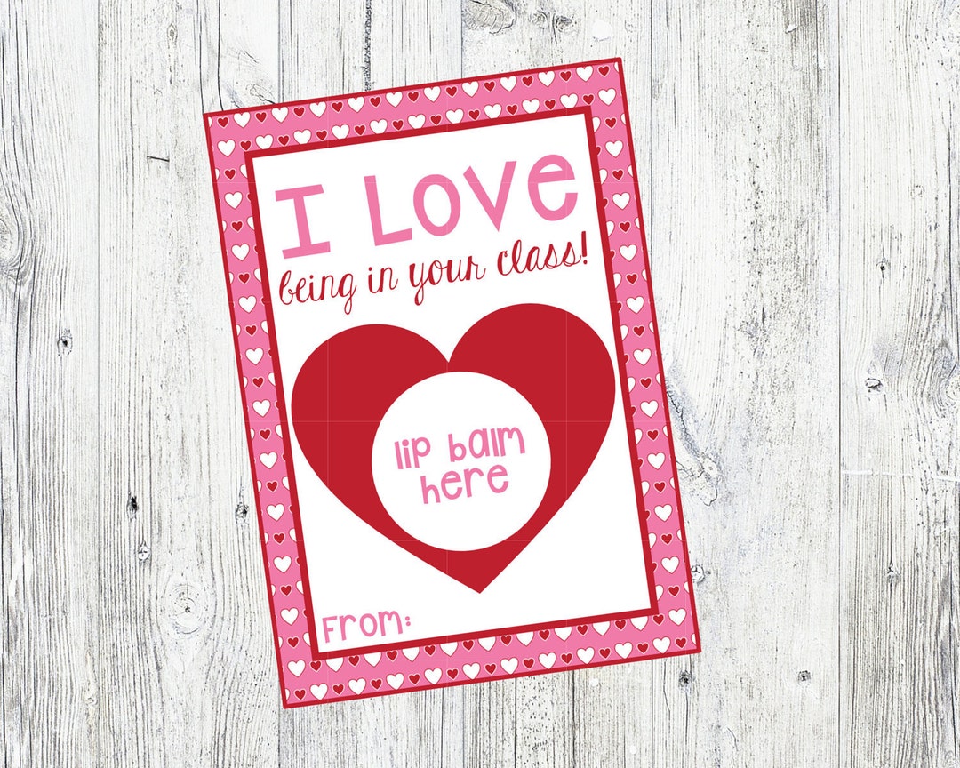 Teacher Valentine's Day Lip Balm Card. Valentine's Day Teacher's Gift ...