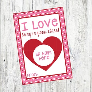 Teacher Valentine's Day Lip Balm Card. Valentine's Day Teacher's Gift ...