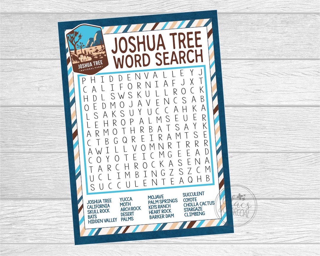 Printable Joshua Tree NP Word Search. Word Search for California ...