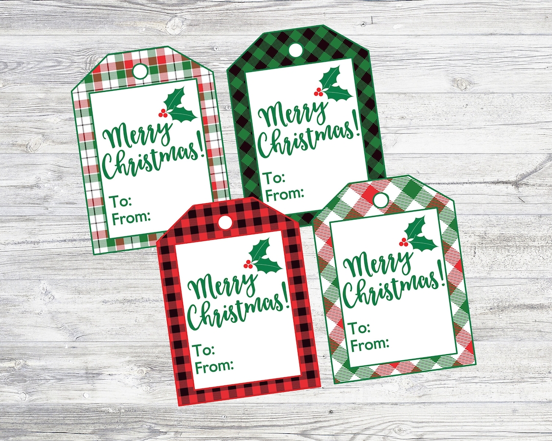 Printable Plaid Christmas Hang Tags. Red & Green Plaid. Merry Christmas ...