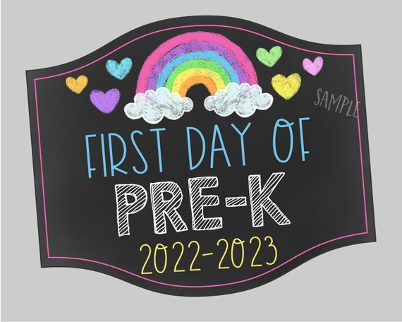 Pre-k First Day of School Printable Rainbow Sign. First & Last - Etsy