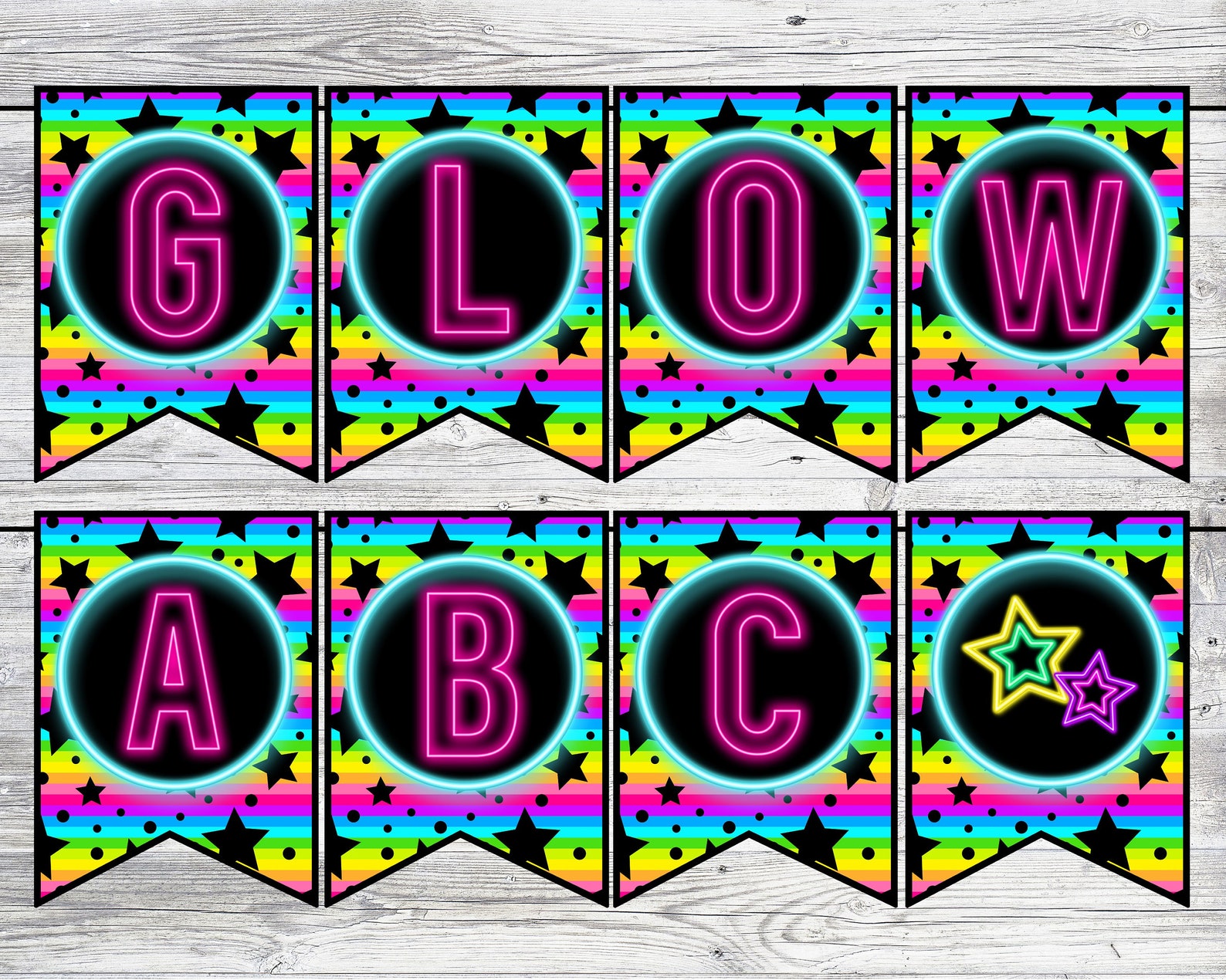 Printable Neon Glow Party Banner. Let's Glow Crazy Banner - Etsy