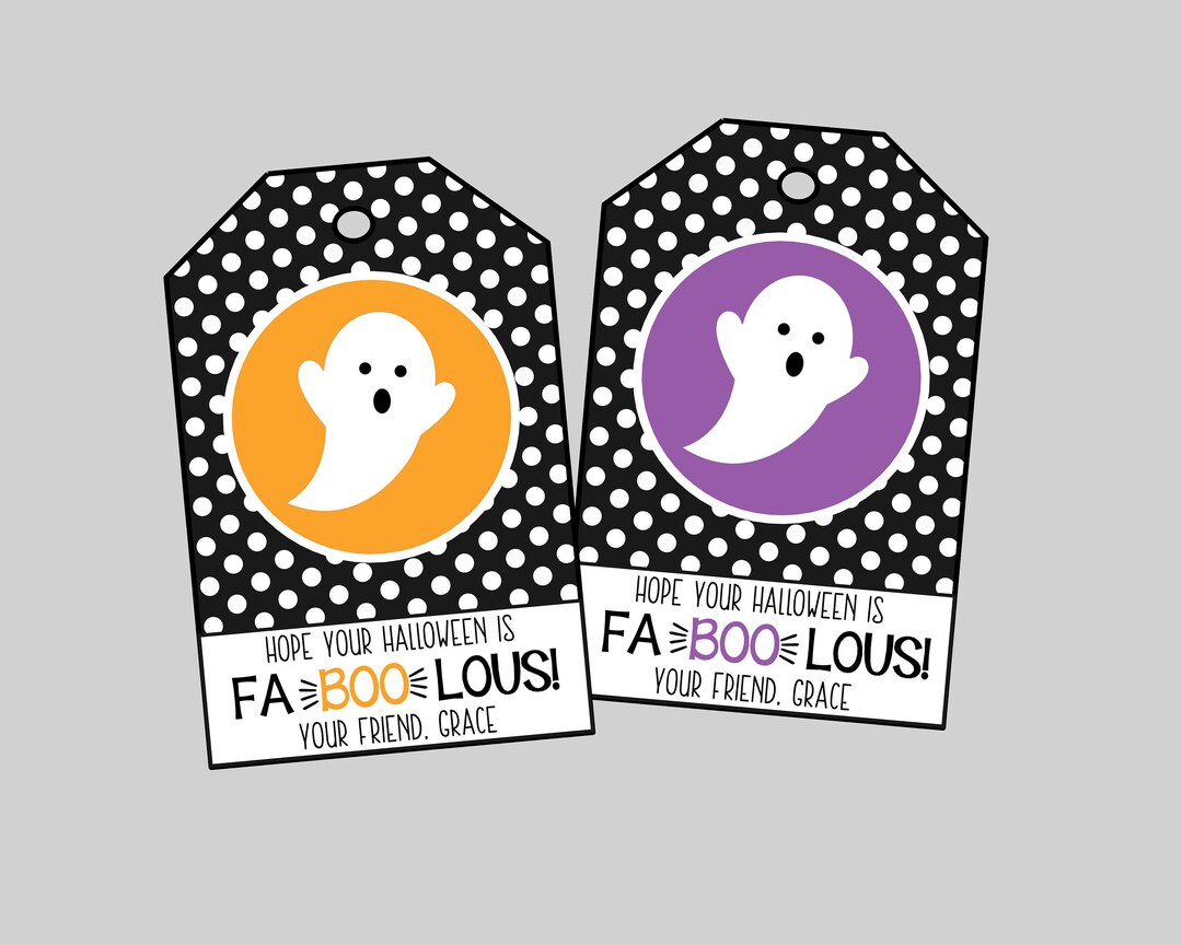 Fa-boo-lous Halloween Tags. Personalized Printable Halloween Treat Tags ...
