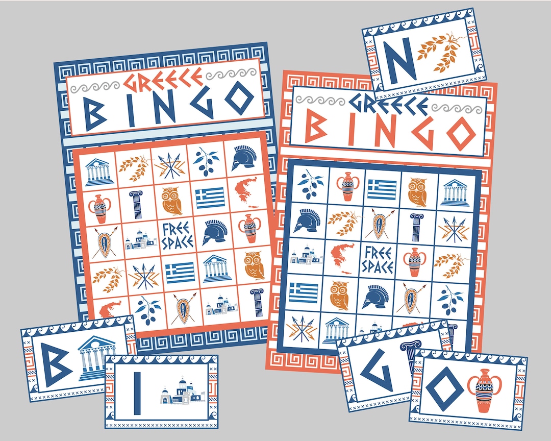 Printable Greece Bingo Game. 12 Card Set for Greece, Ancient Greece ...