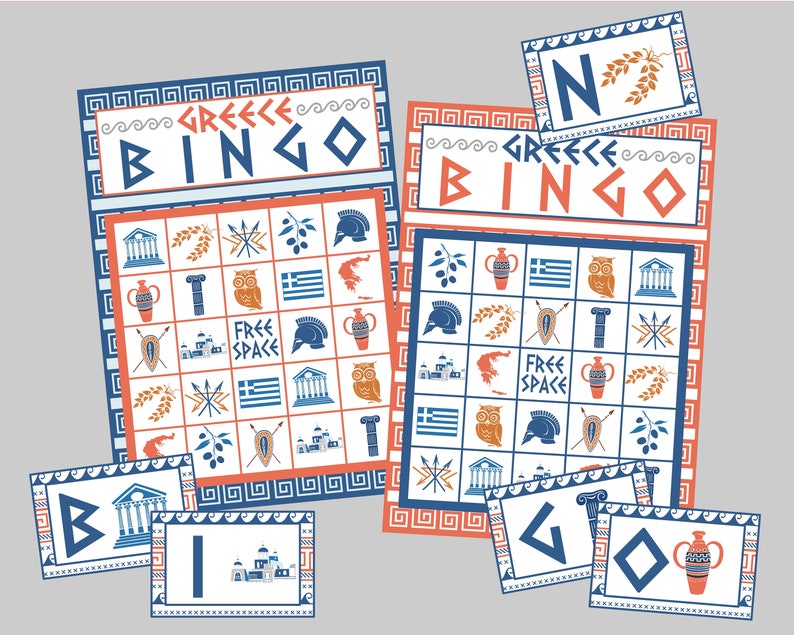 Printable Greece Bingo Game. 12 Card Set for Greece, Ancient Greece ...