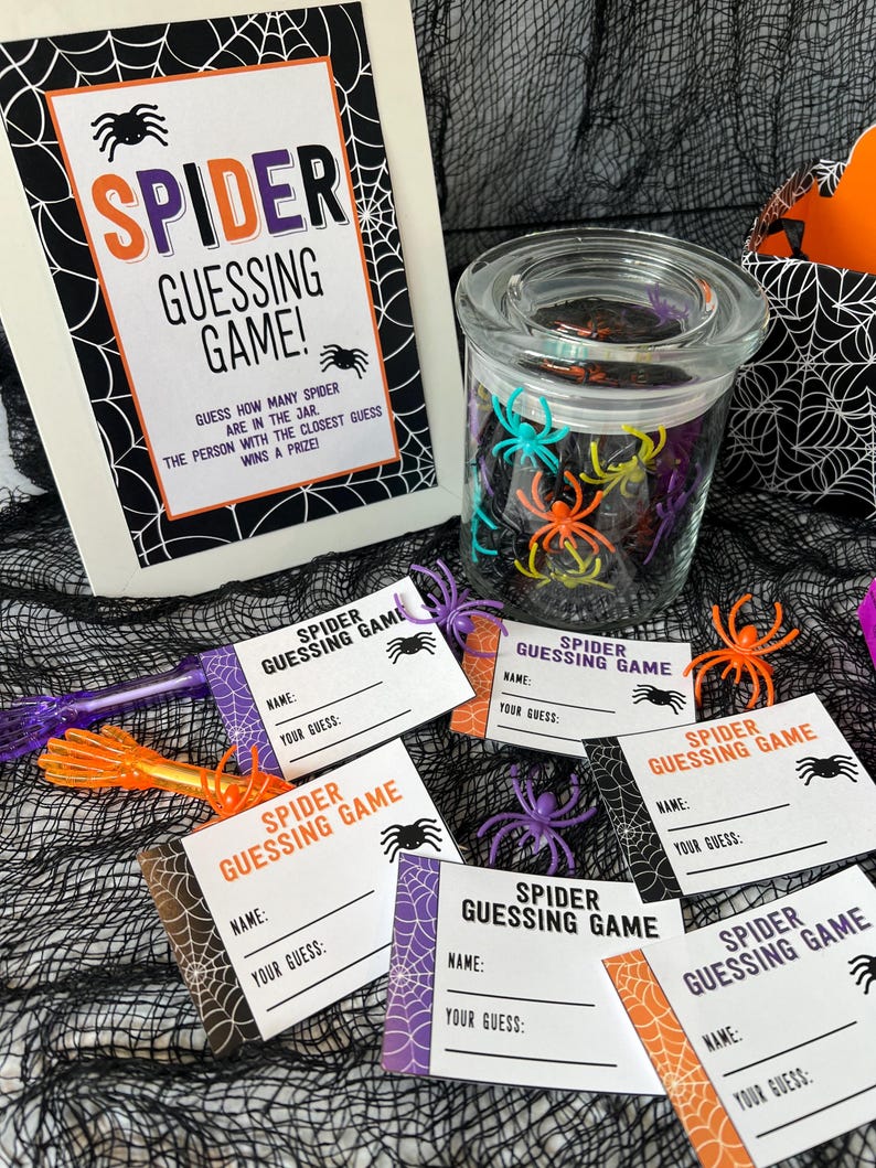 Printable Halloween Spider Guessing Game. Guess How Many Spiders ...