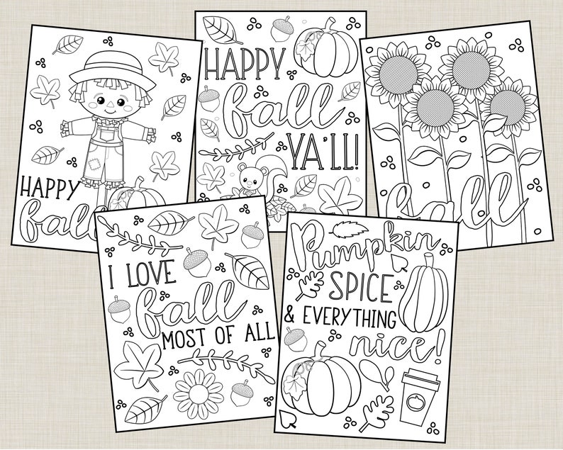 Printable Fall Fun Coloring Pages for Kids or Adults! Autumn, Fall ...