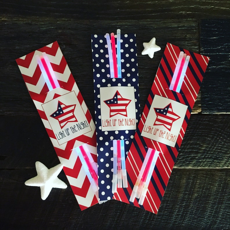 4th of July Light up the Night Glow Bracelet or Sparkler Cards. 4th of ...