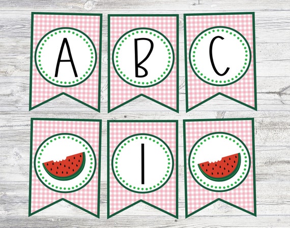 Printable Watermelon Banner With FULL ALPHABET Happy | Etsy
