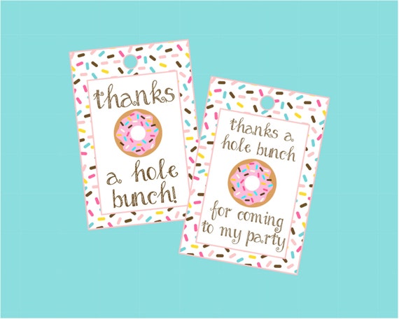 Donut Favor Thank You Personalized Tag Birthday Party Doughnut Favor ...