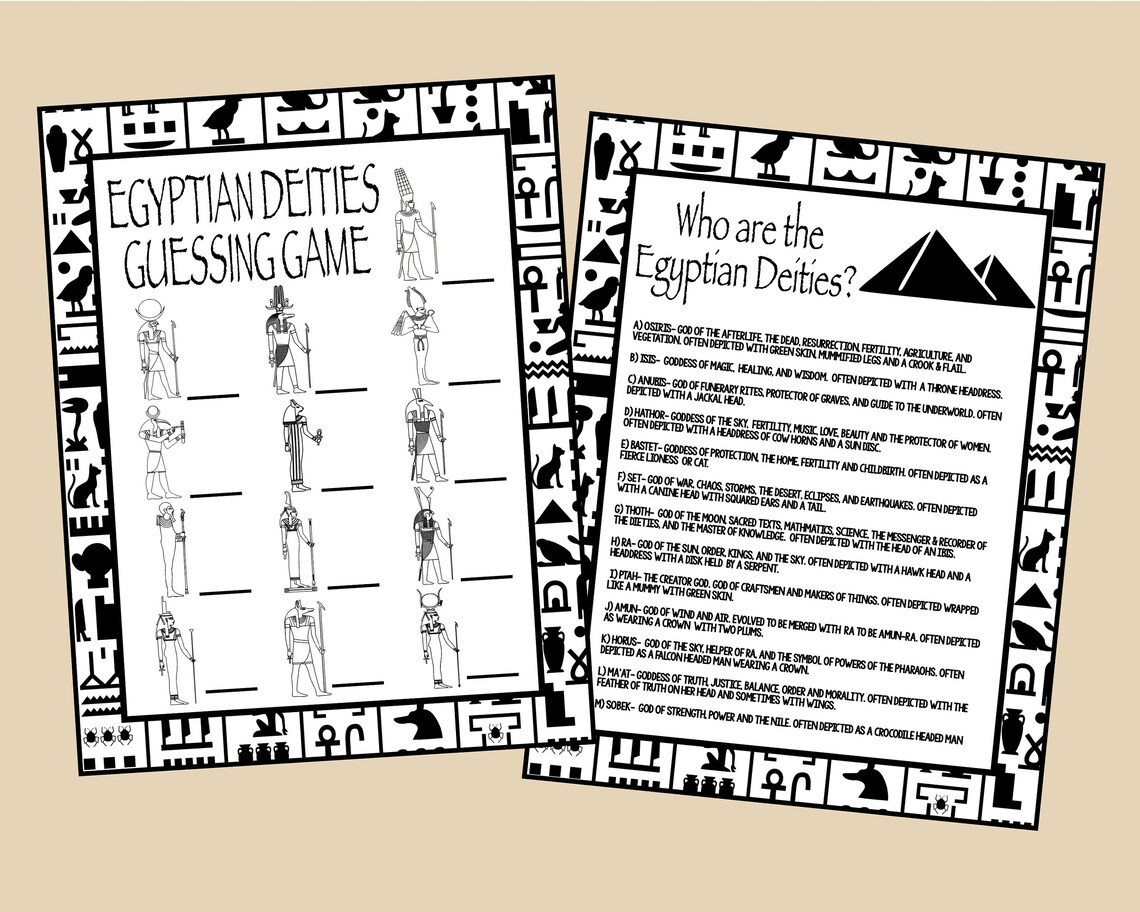 Ancient Egyptian Gods and Goddesses Guessing Game. Ancient Egypt ...