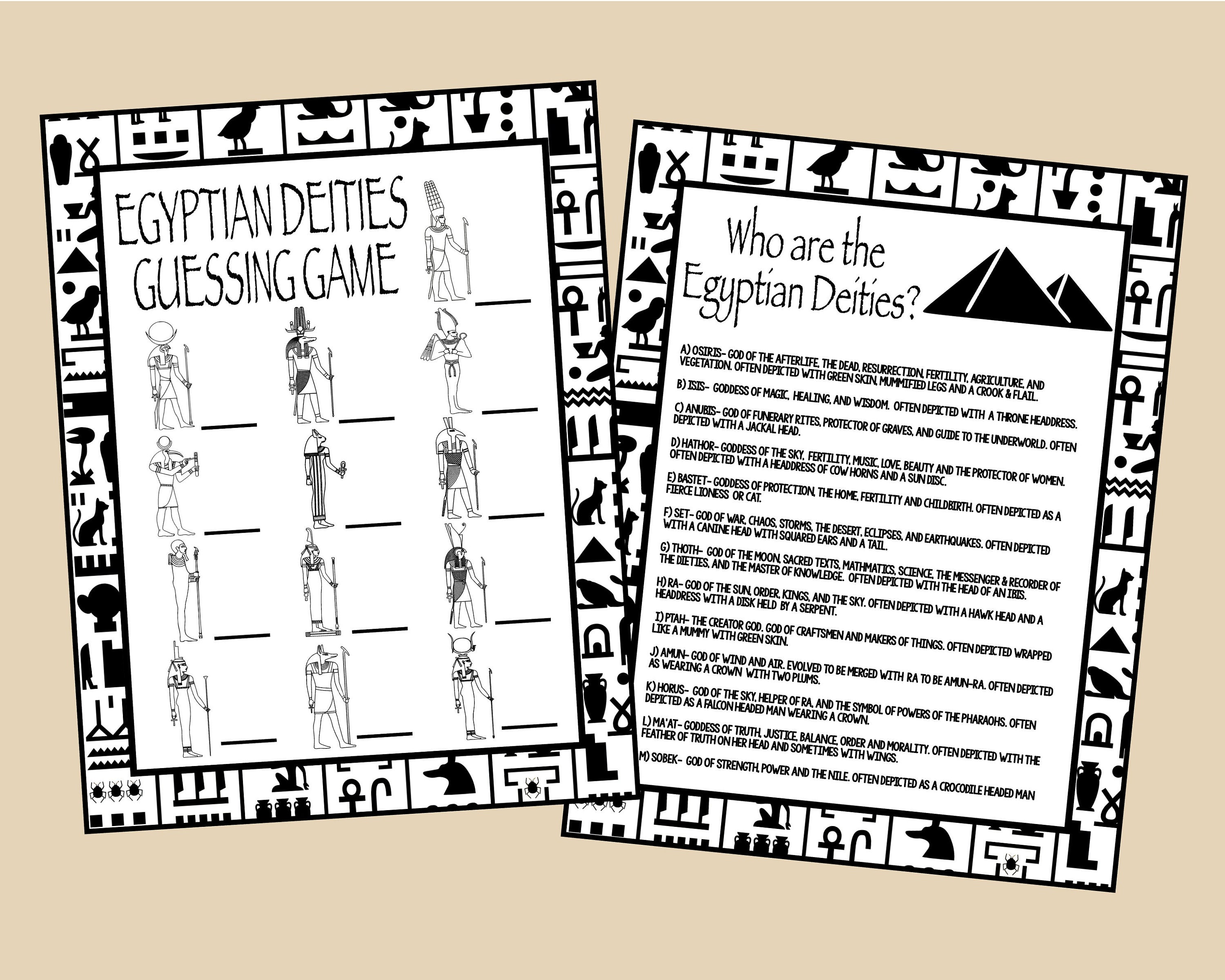 Ancient Egyptian Gods and Goddesses Guessing Game. Ancient Egypt ...