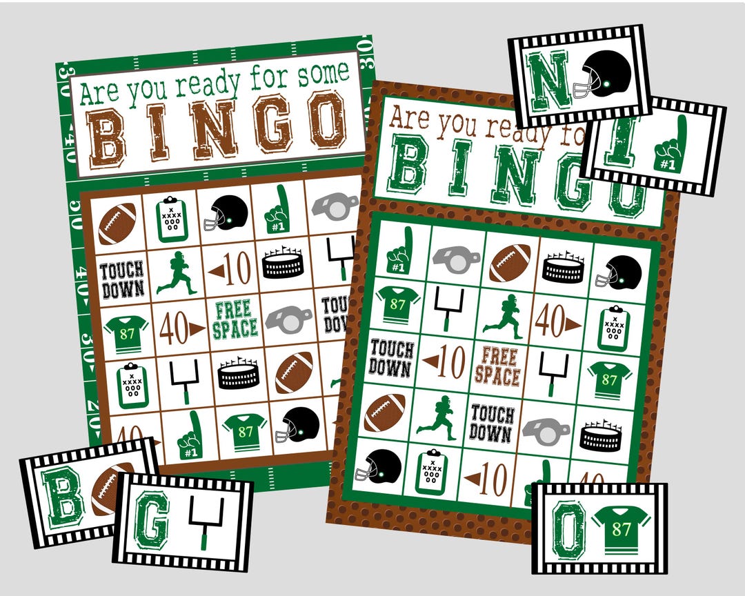 Printable Football Bingo Game- 24 Bingo Game Cards Plus Calling Cards ...