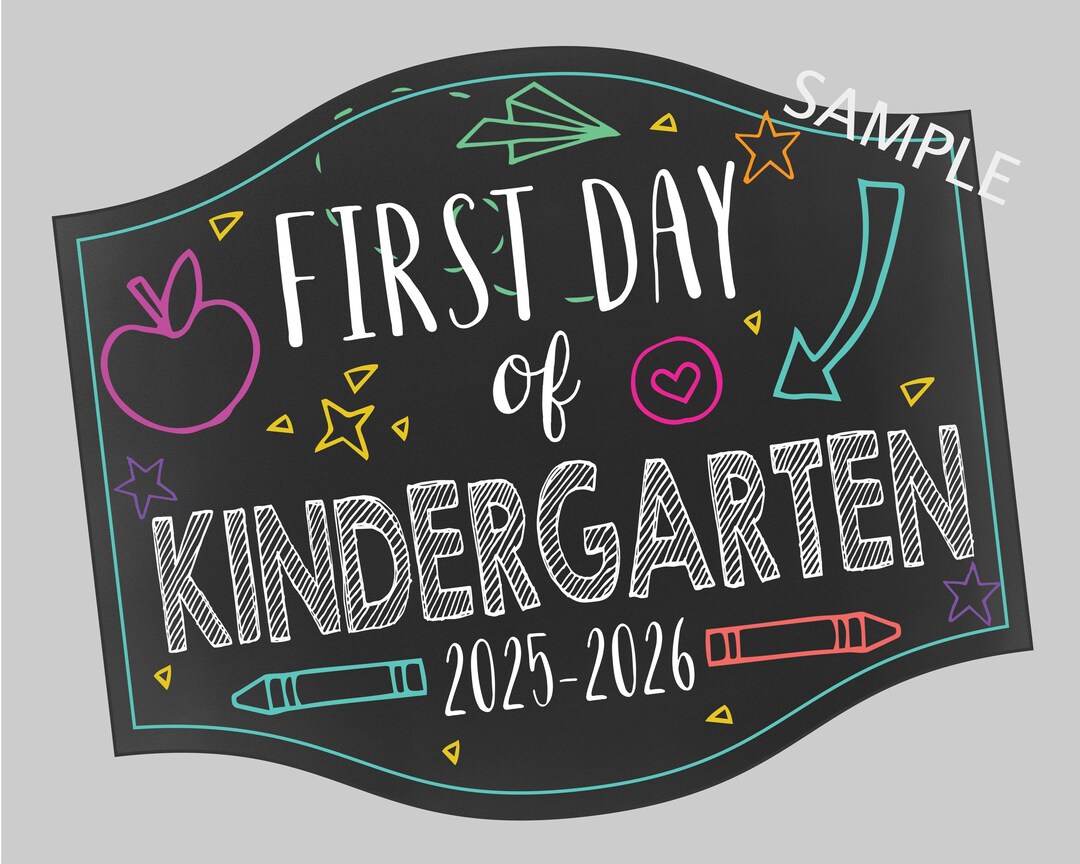 Printable First Day of Kindergarten Sign: Doodle Photo Prop (digital ...