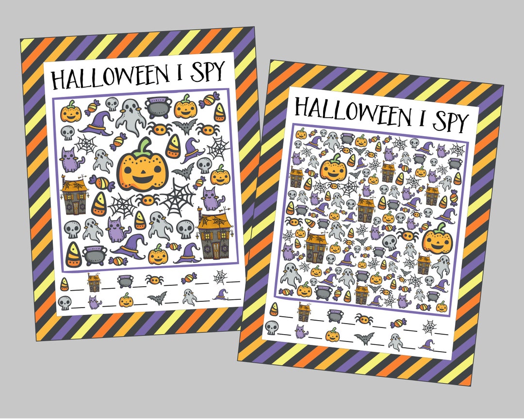 Halloween I Spy Printable Pages. 5 Different Games, Easier and Harder ...
