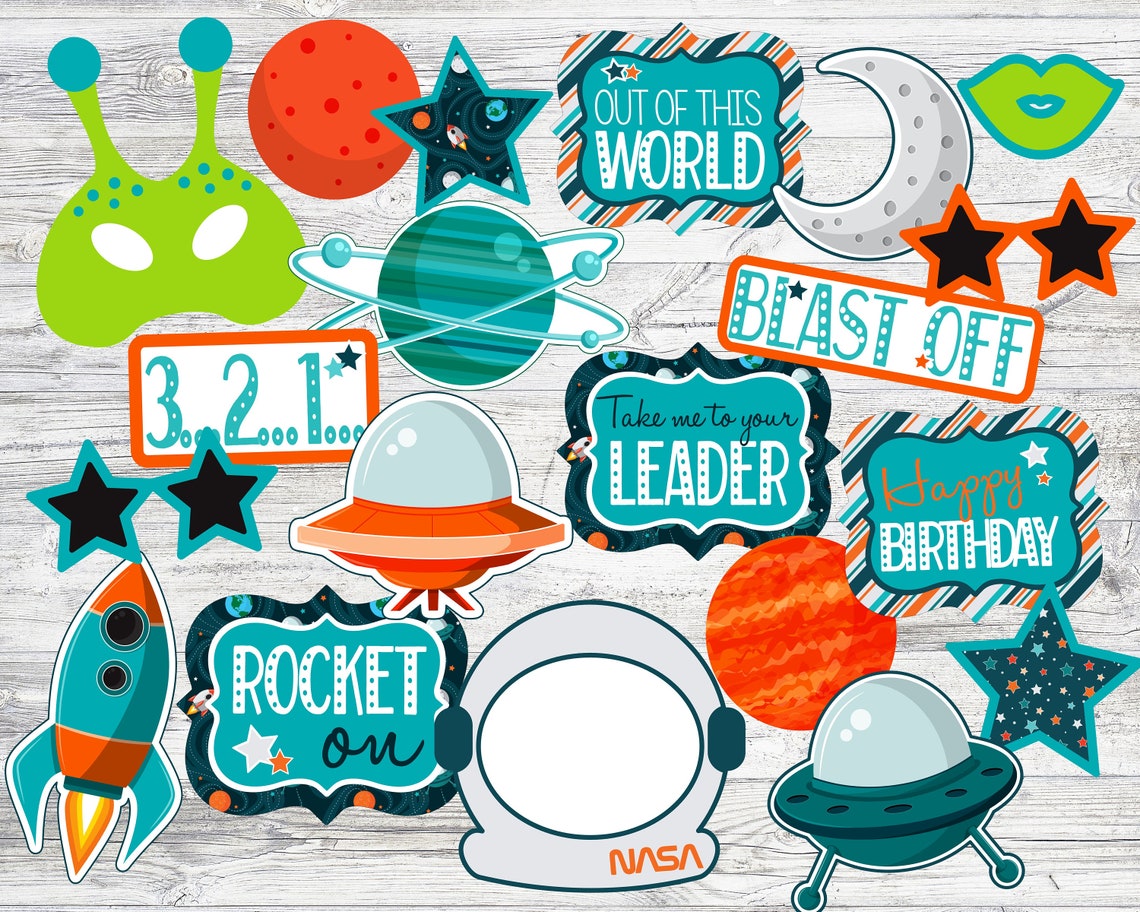 Space Party Photo Props. Printable Photo Props for Outer Space - Etsy