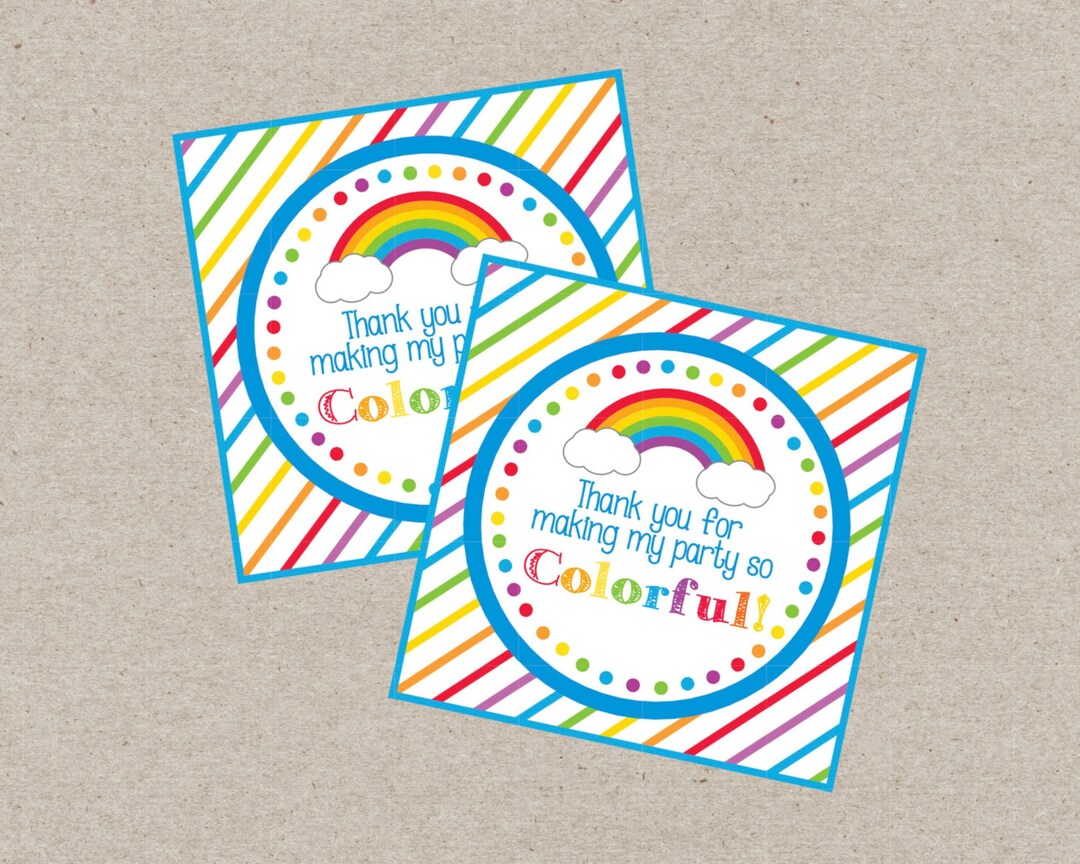 Rainbow Favor Tag. Rainbow Birthday Party Favor Tag. Instant Digital ...