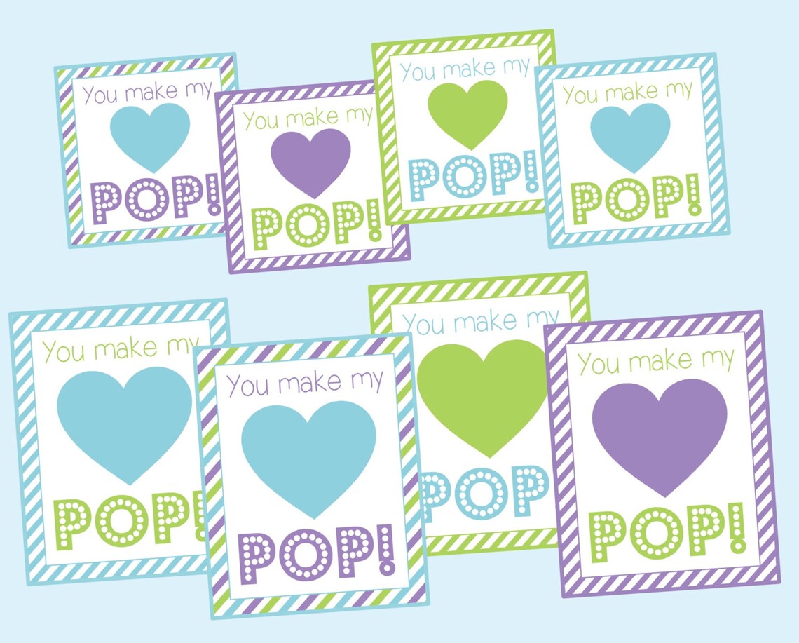 You Make My Heart Pop Valentine's Day Cards & Tags. | Etsy