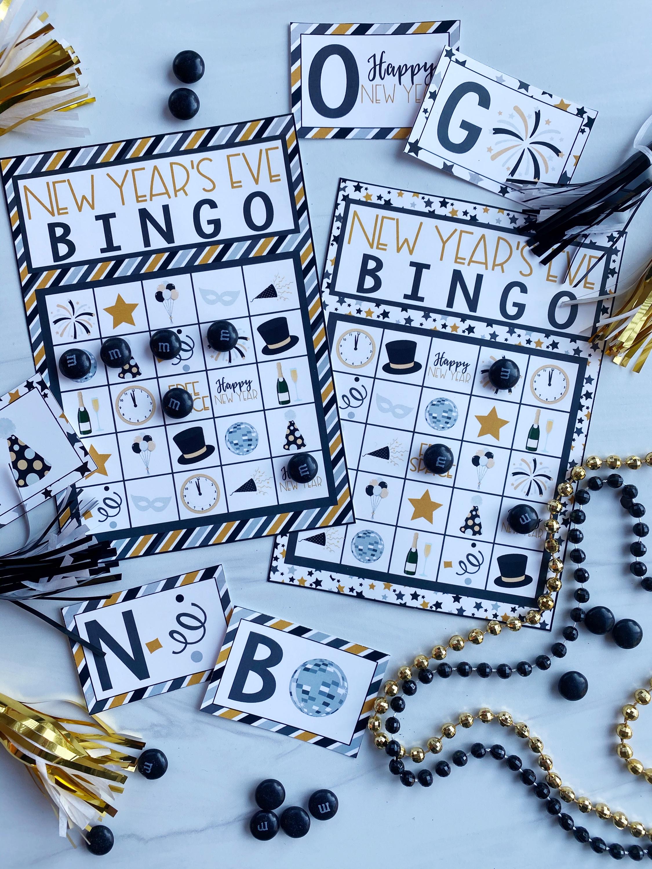 Printable Bingo Game for New Year's Eve. 12 Card Bingo Set Plus Calling ...