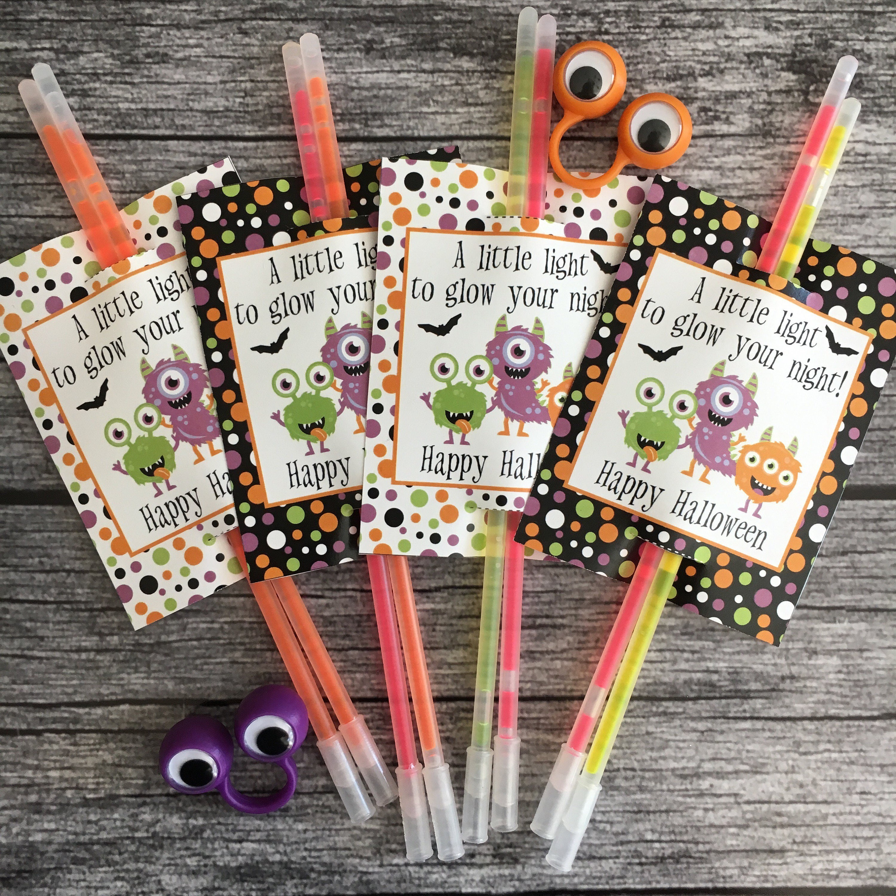 Printable A Little Light to Glow Your Night. Monster Glow Stick Cards ...