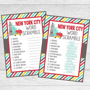 New York City Word Scramble. Printable Instant Digital Download ...
