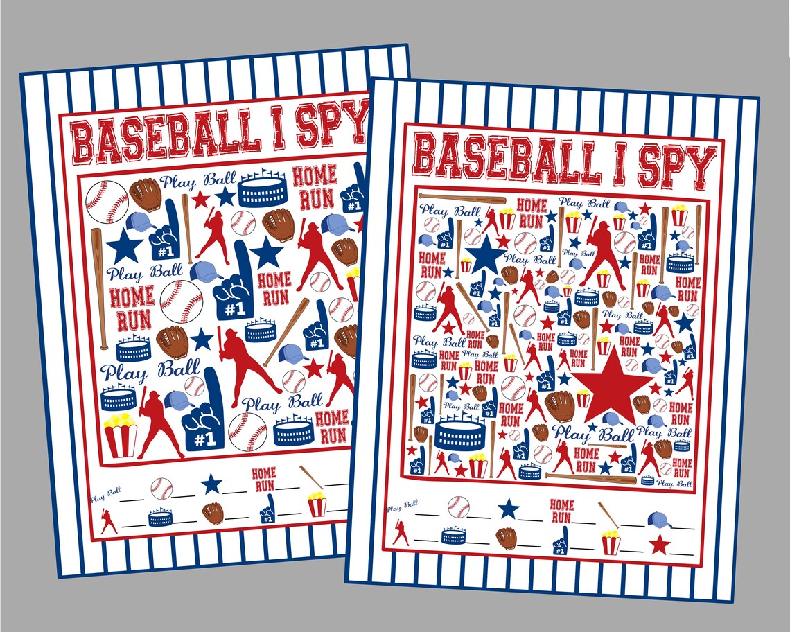Baseball I Spy Printable Games. 5 Different Sheets Easier to Harder ...