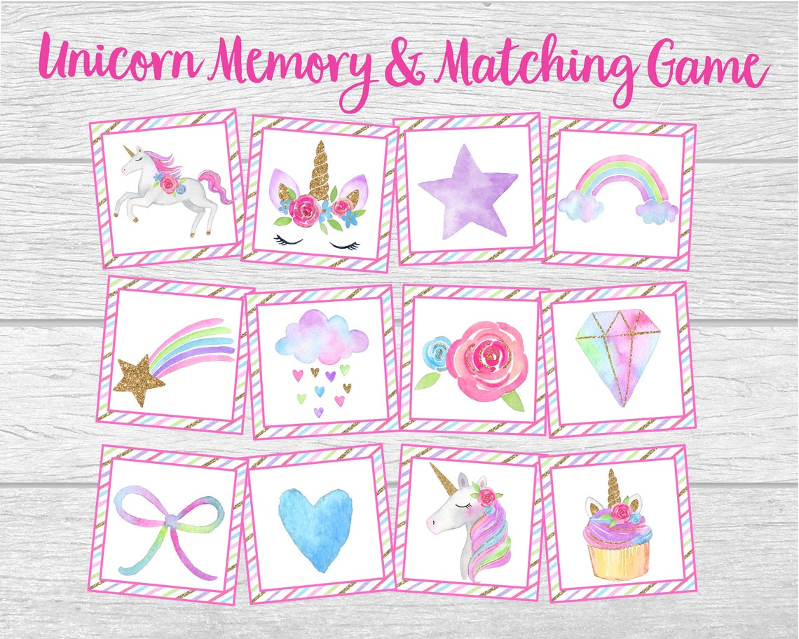 Unicorn Memory & Matching Game. Instant Digital Download - Etsy