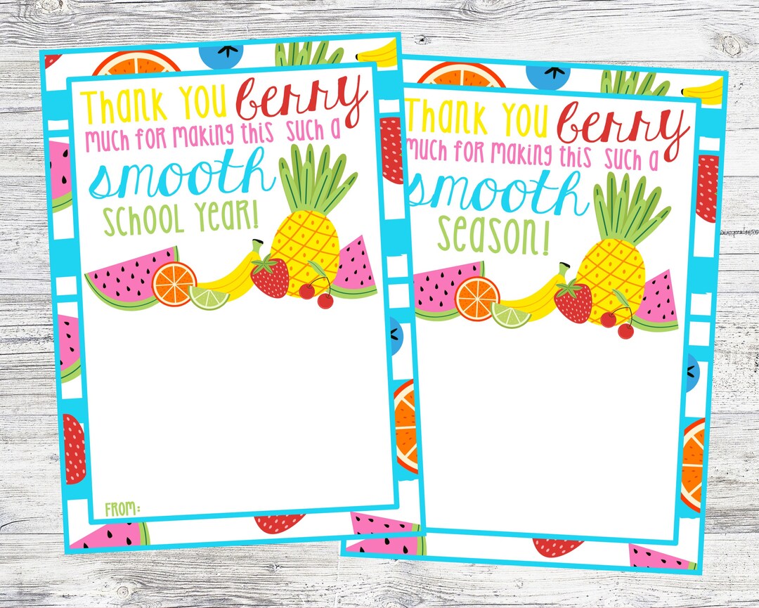 Smoothie Card. Thank You Berry Much for Making This Such A Smooth Year ...