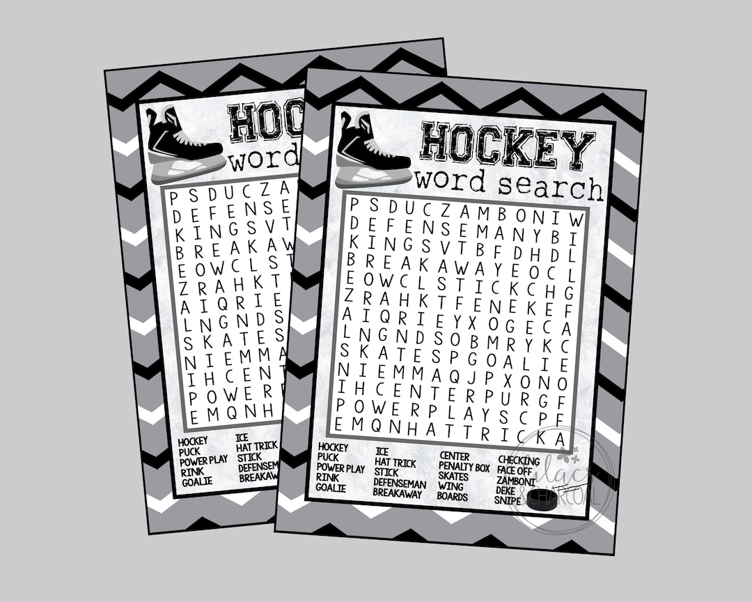 Hockey Word Search Game. Printable Word Search. Instant Digital ...